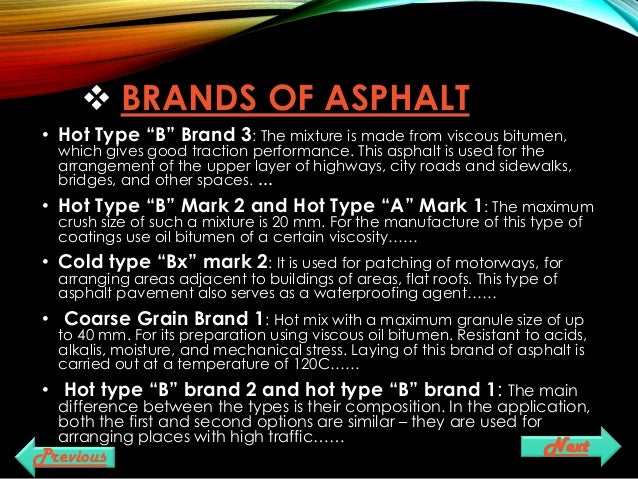 Types of asphalt