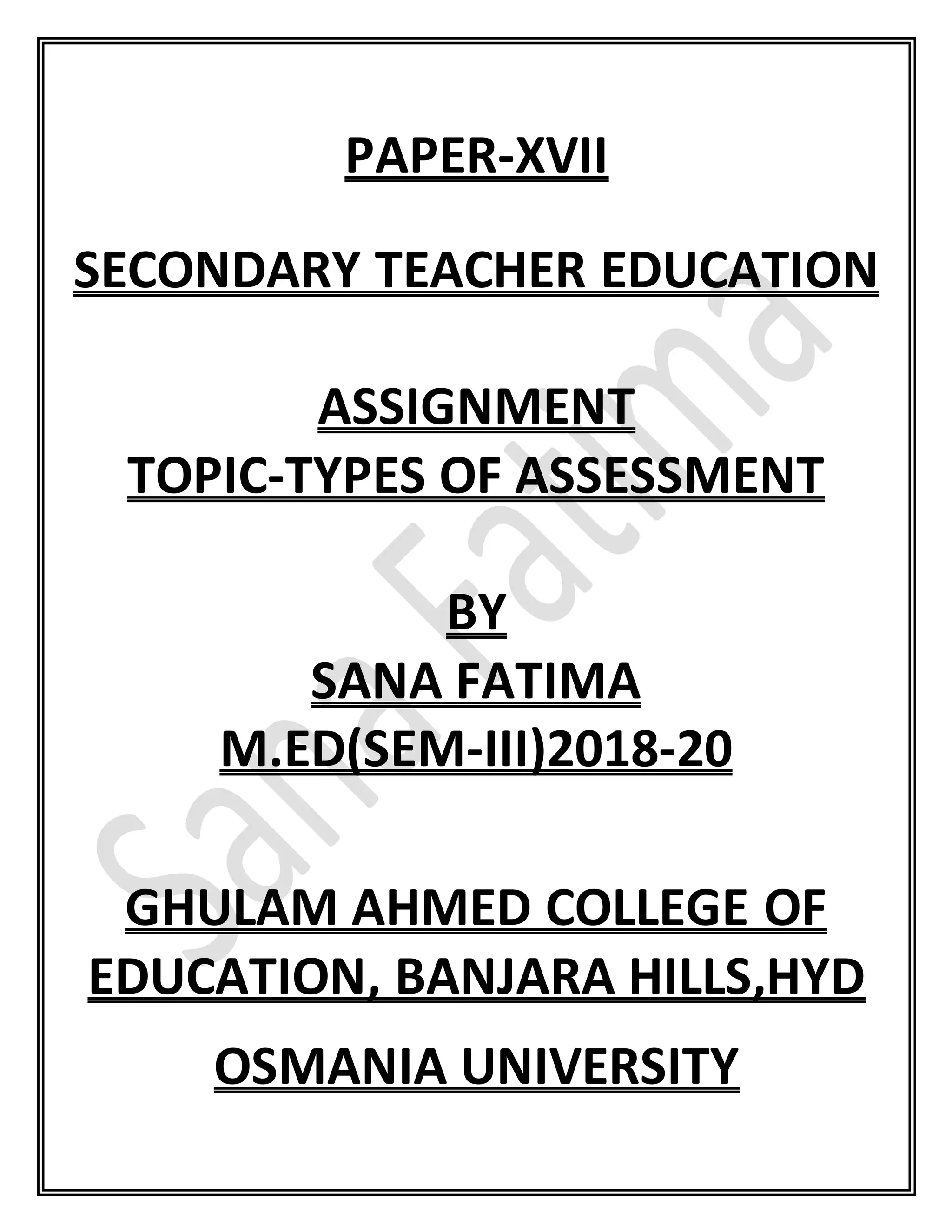 ASSESSMENT AND TYPES OF ASSESSMENT | DOCX