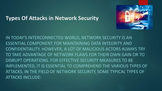 Types Of Attacks in Network Security | PPTX