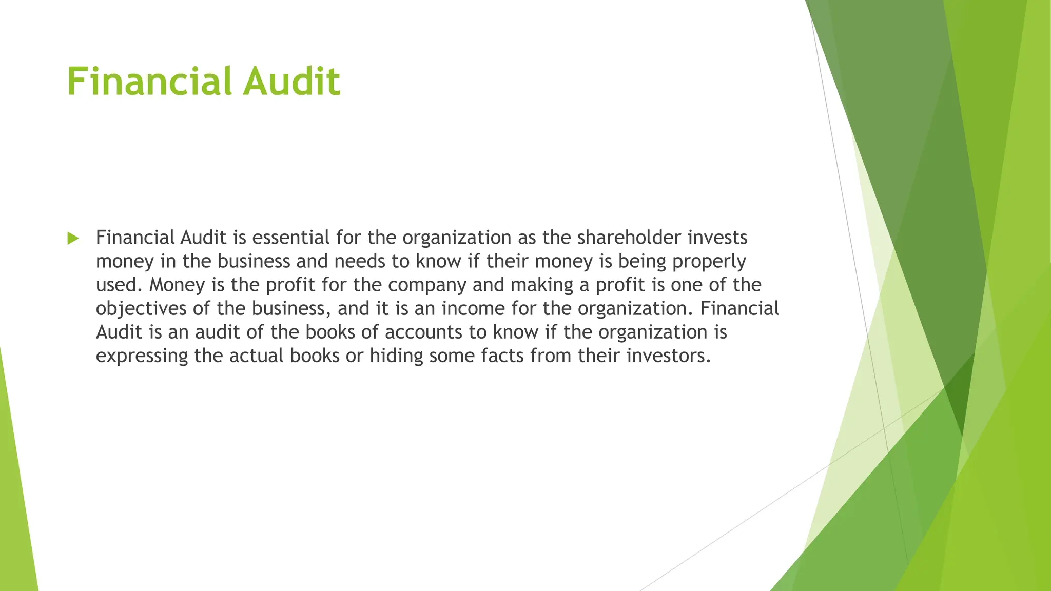 principles of auditing types of audit ppt | PPT