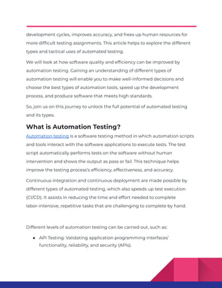 Types of Automation Testing: A Comprehensive Guide | PDF