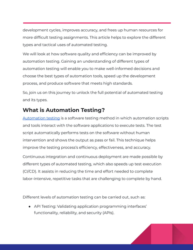 Types of Automation Testing: A Comprehensive Guide | PDF