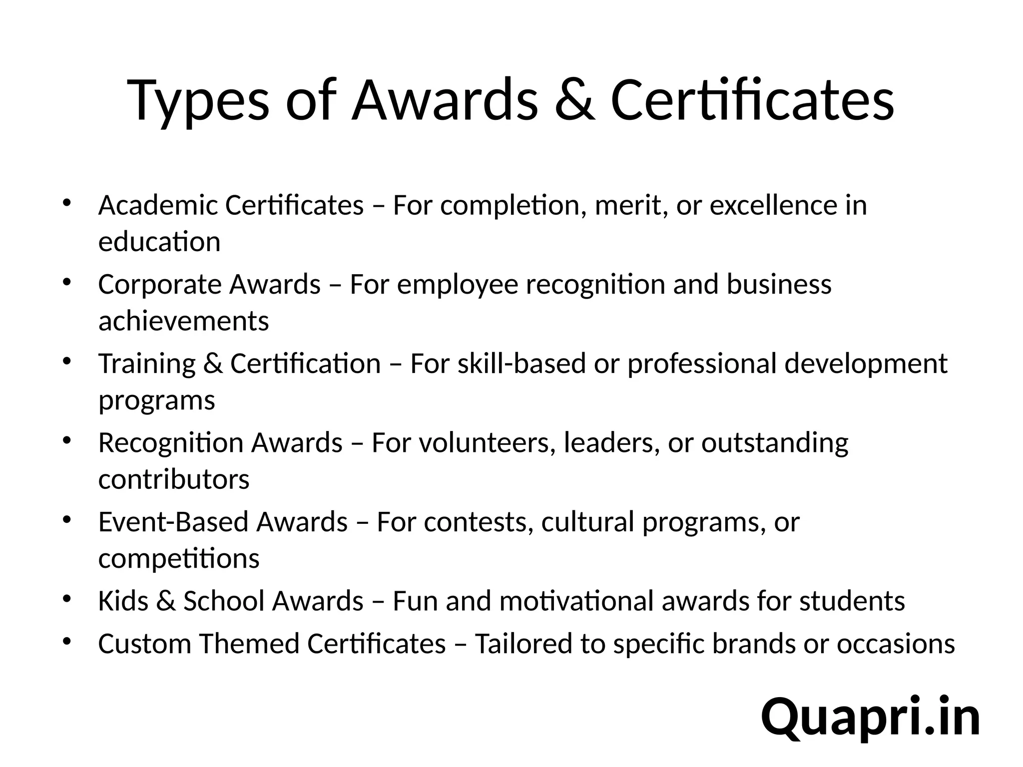 Types of Awards & Certificates to Celebrate Every Achievement | PPTX