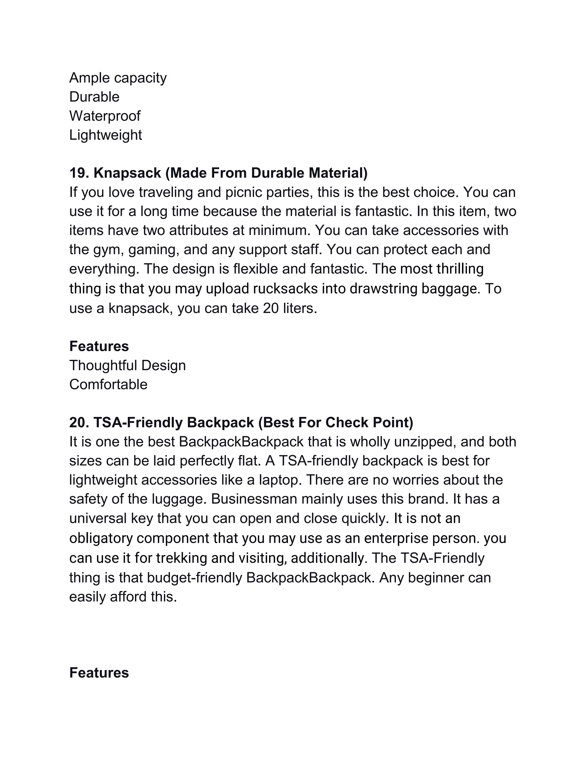 Types of backpack | PDF