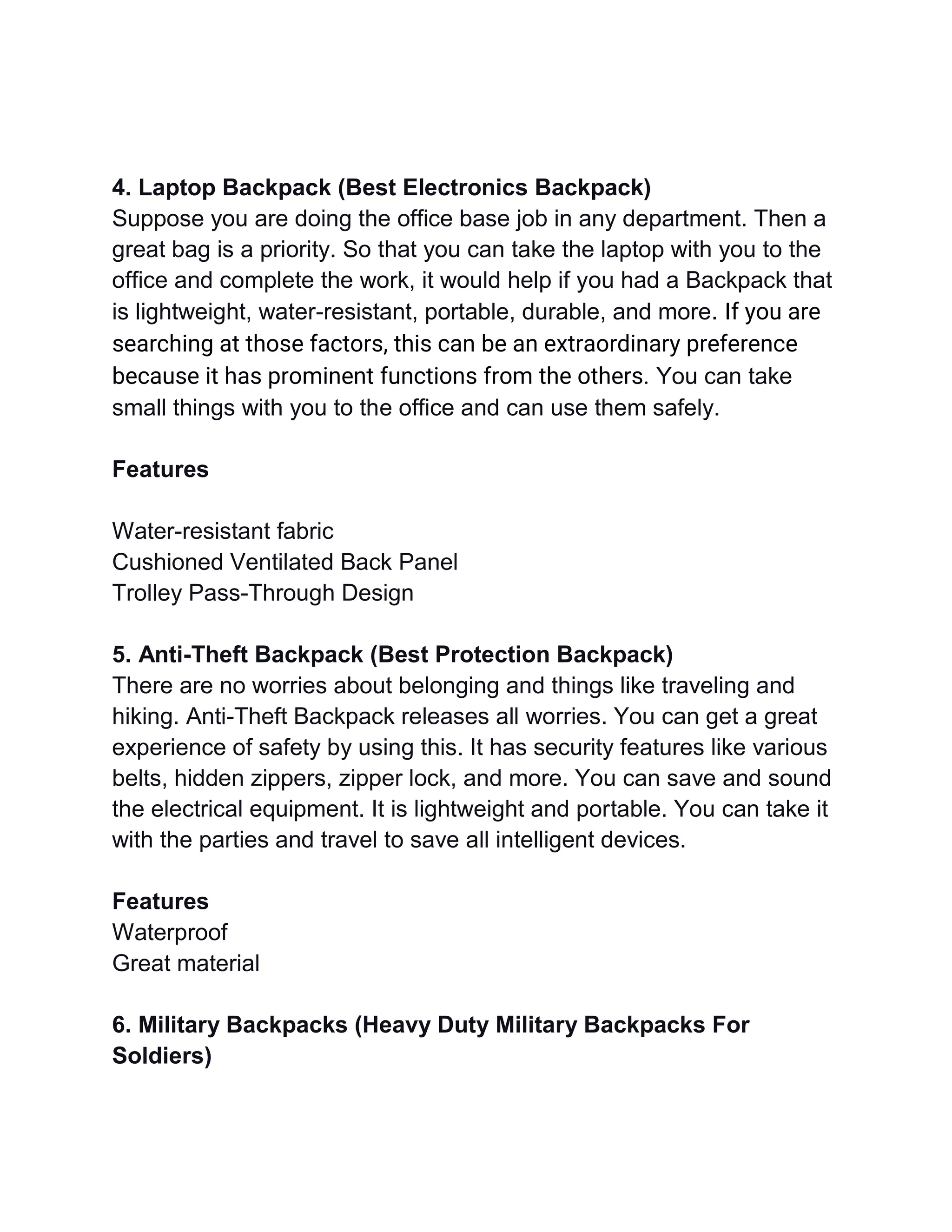 Types of backpack | PDF