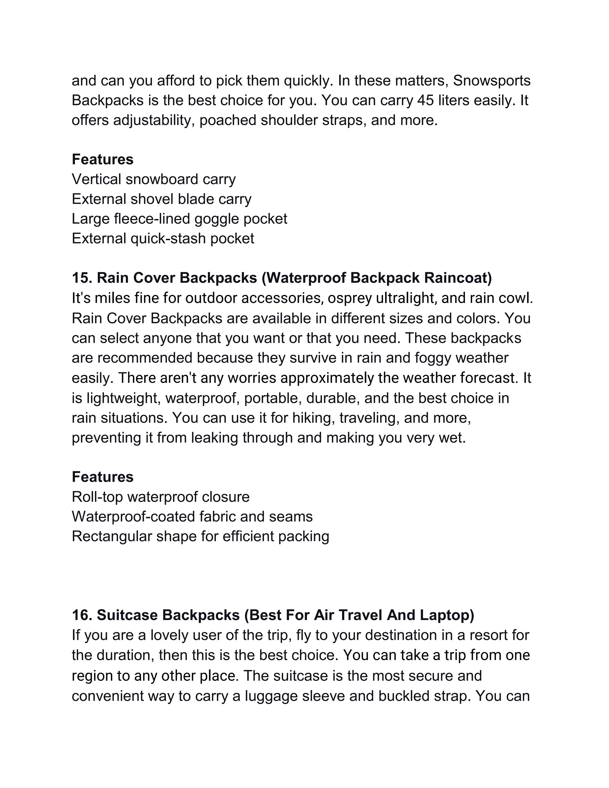 Types of backpack | PDF