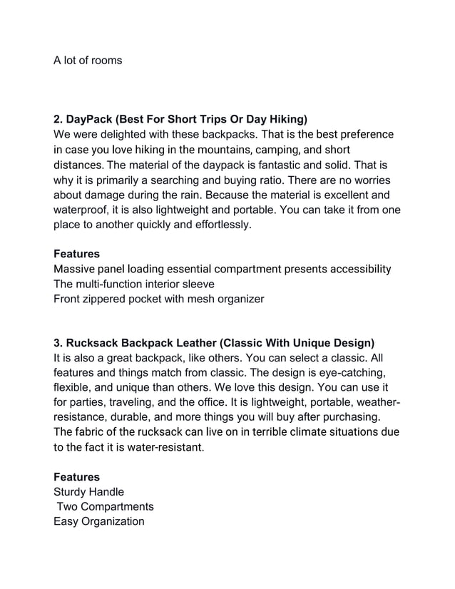 Types of backpack | PDF