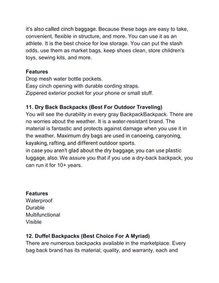 Types of backpack | DOCX | Laptops | Computing