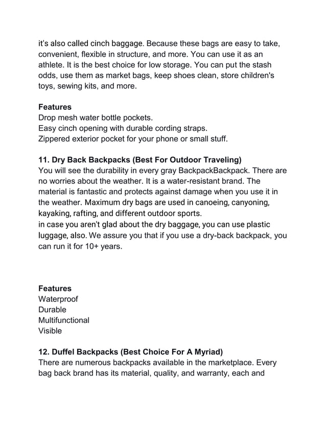 Types of backpack | PDF