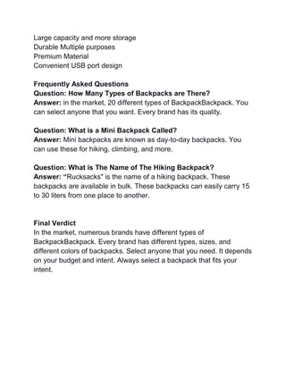 Types of backpack | PDF