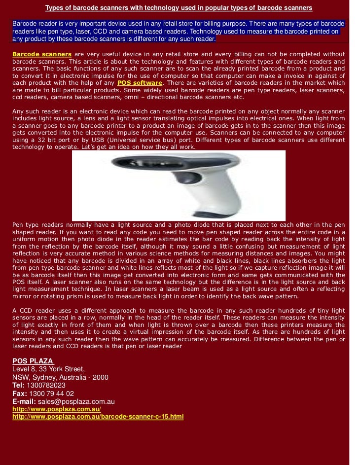 Types of barcode scanners with technology used in popular types of ...