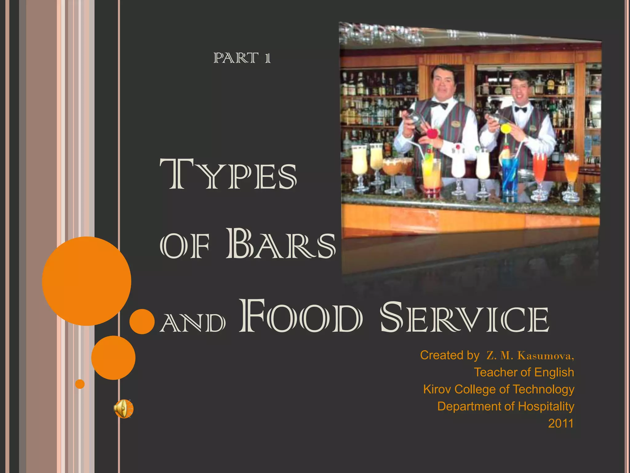 Types of bars & food service | PPTX