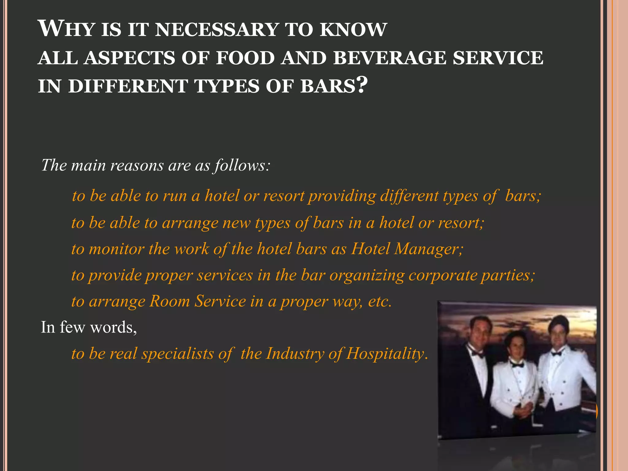 Types of bars & food service | PPTX