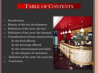 Types of bars & food service | PPTX