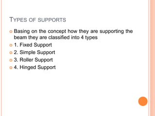 Types of beam & types of supports | PPTX