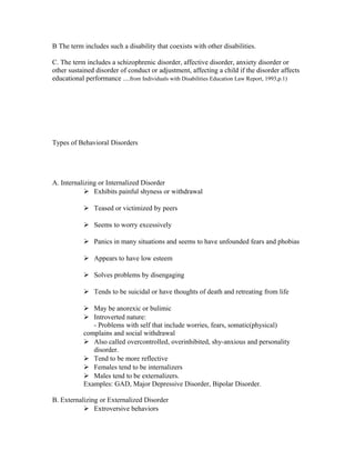 Types of behavioral disorders | DOC