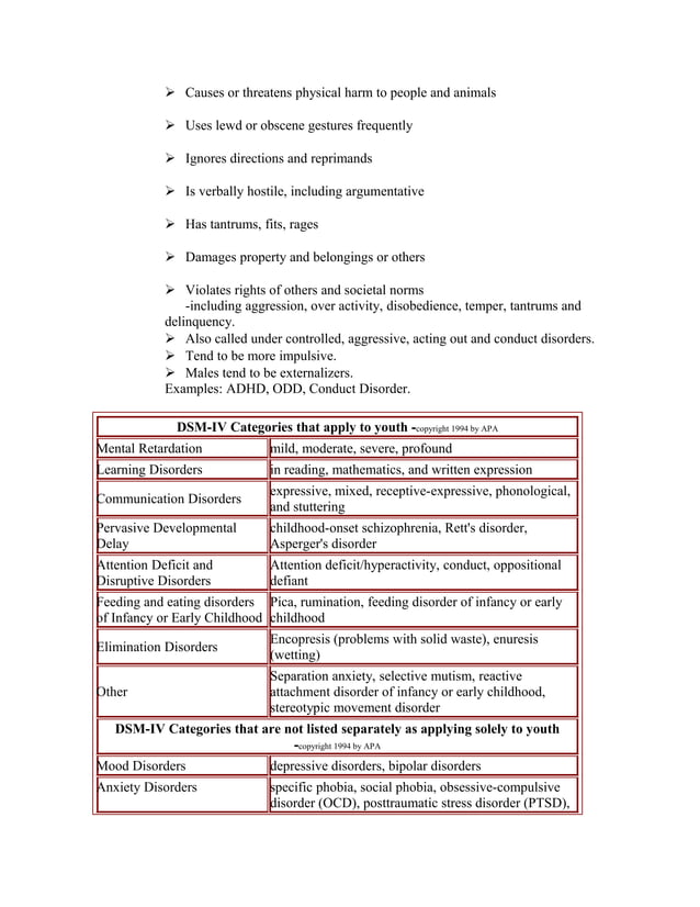Types of behavioral disorders | DOC