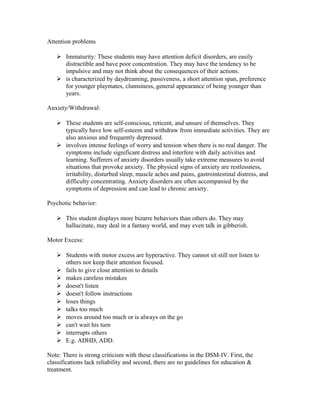 Types of behavioral disorders | DOC