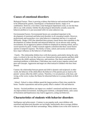 Types of behavioral disorders | DOC