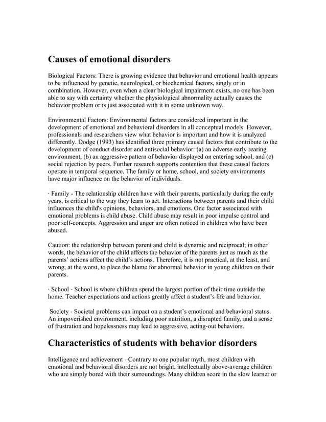 Types of behavioral disorders | DOC