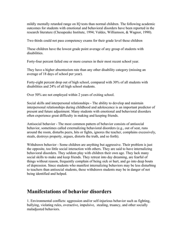 Types of behavioral disorders | DOC