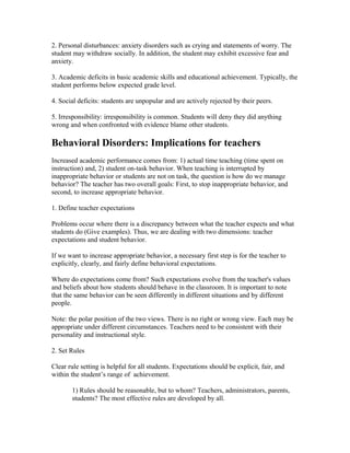 Types of behavioral disorders | DOC