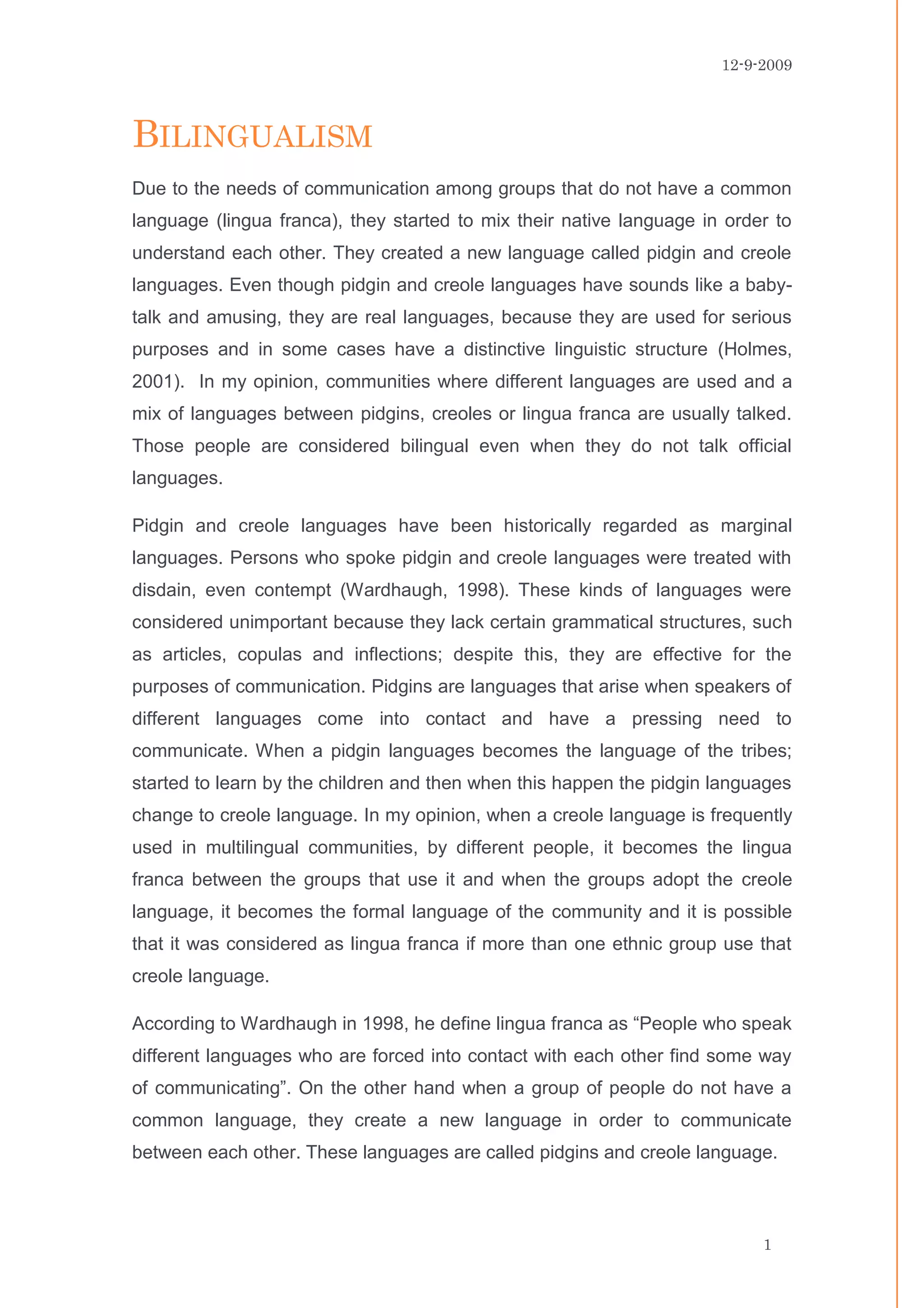 Types of bilingual acquisition | DOCX