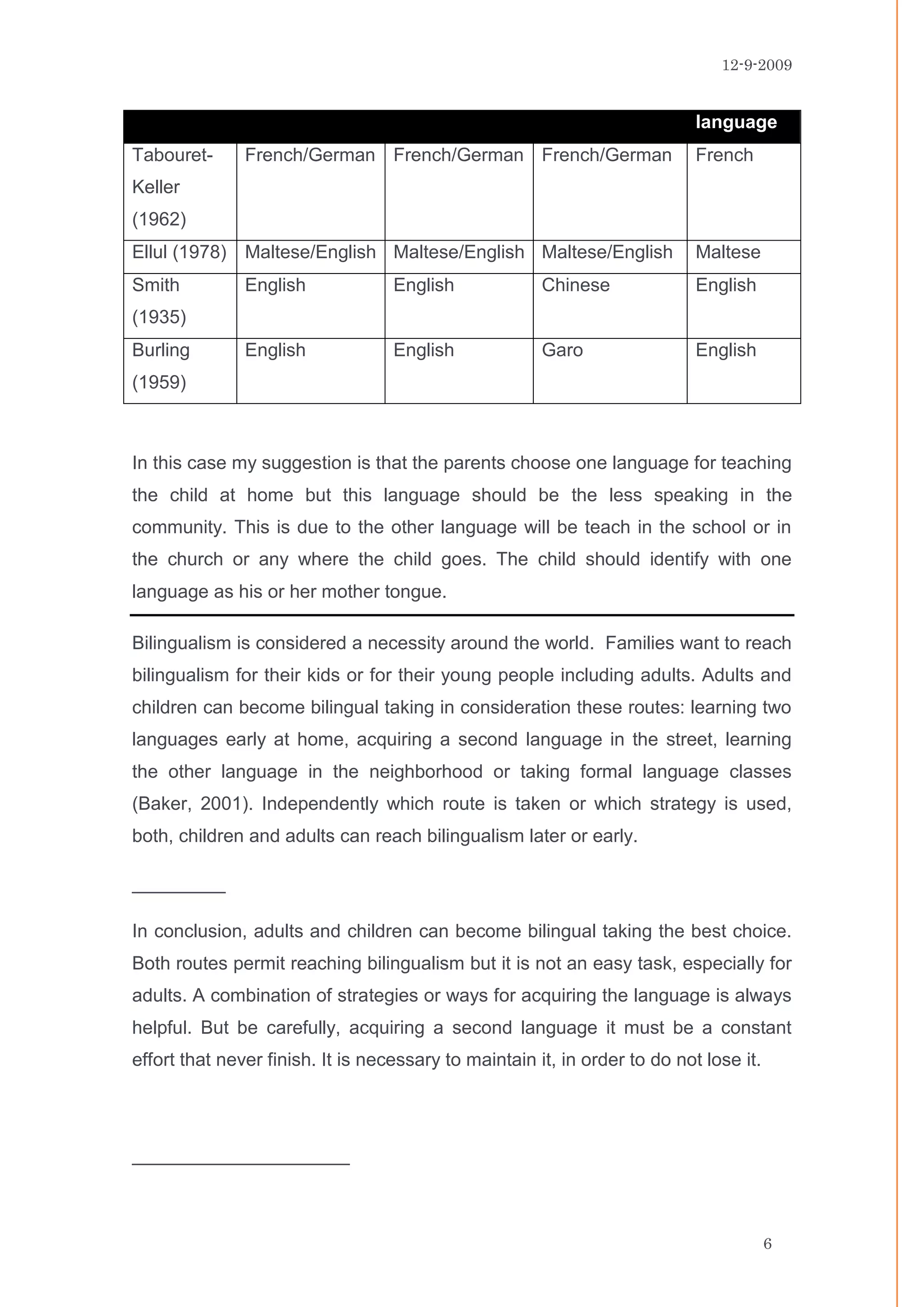 Types of bilingual acquisition | DOCX