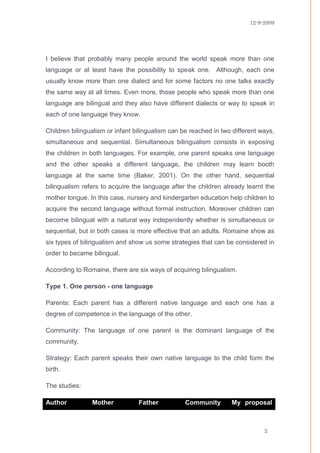 Types of bilingual acquisition | PDF