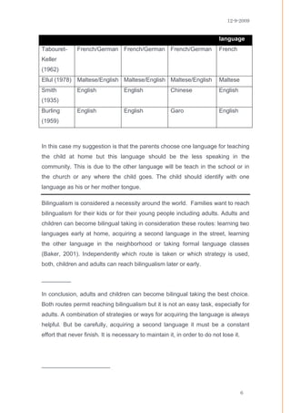 Types of bilingual acquisition | PDF