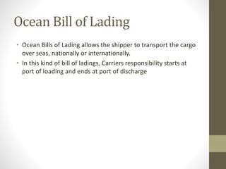 Types of bill of lading | PPTX