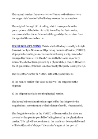 Types of bill of lading | DOCX