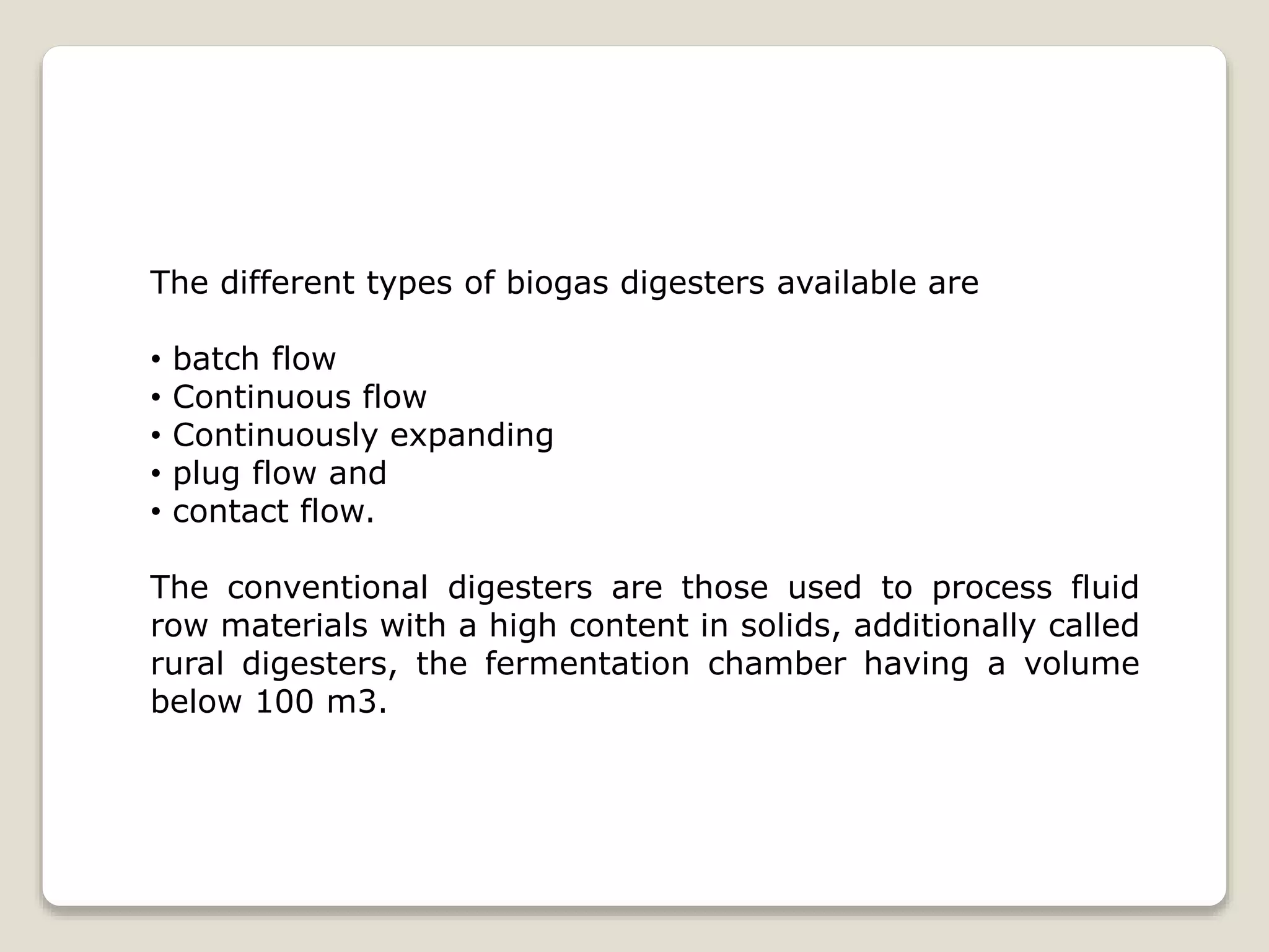 Types of biogas plant digester | PPTX