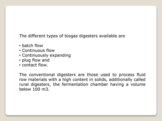 Types of biogas plant digester | PPTX