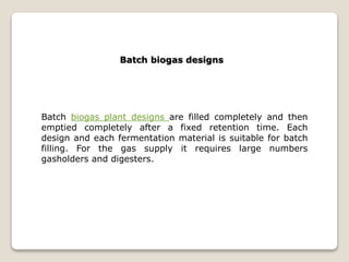 Types of biogas plant digester | PPTX