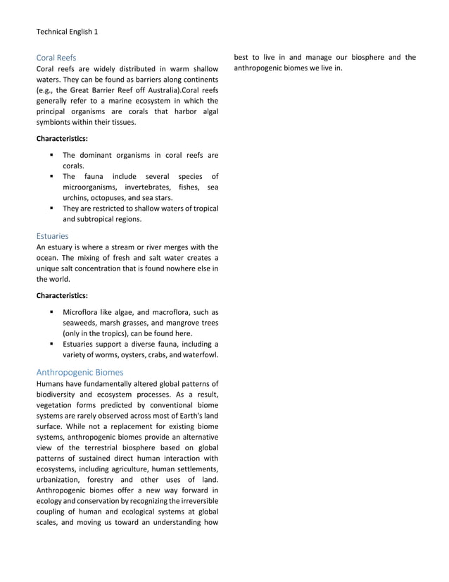 Types Of Biomes Pdf And Characteristic Pdf