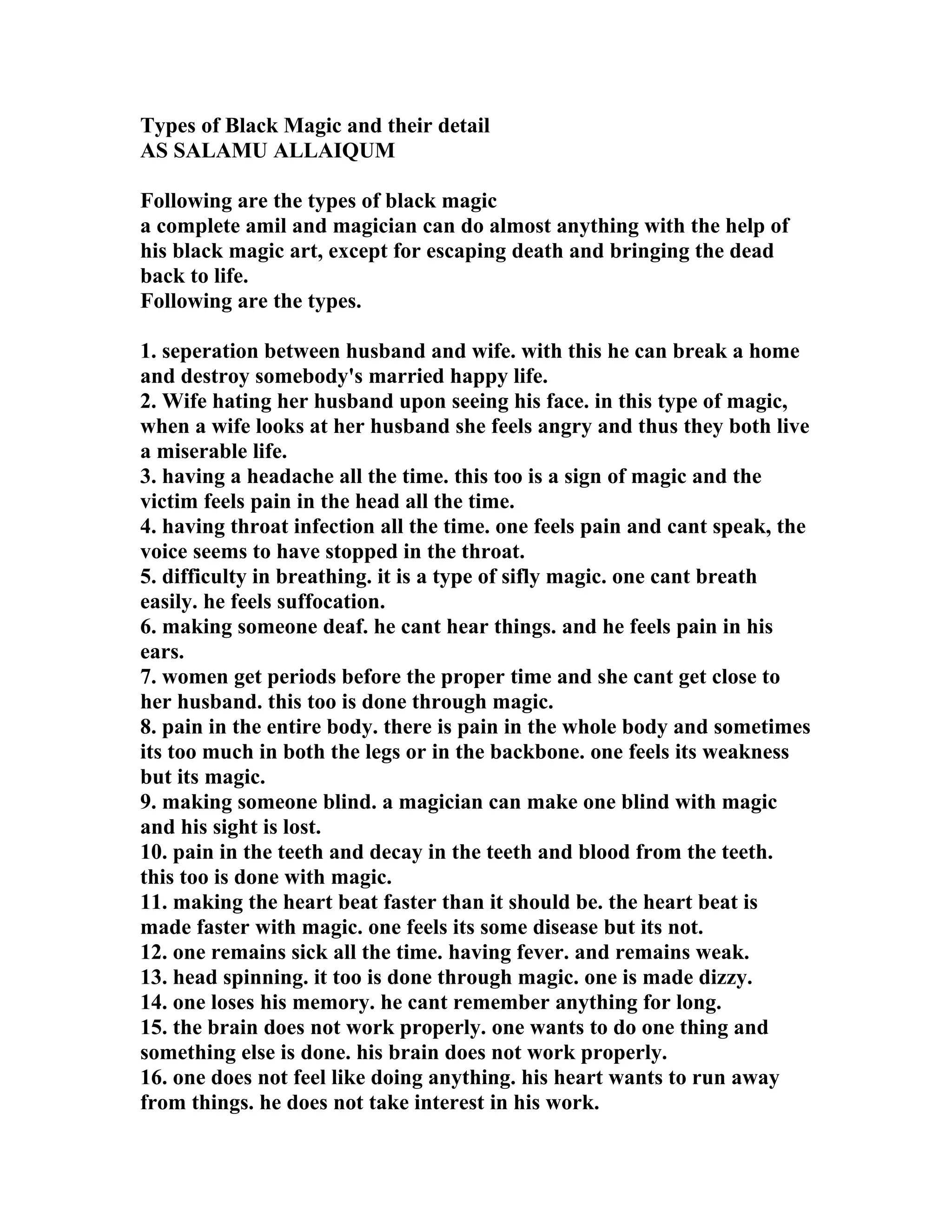 Types Of Black Magic And Their Detail | DOC