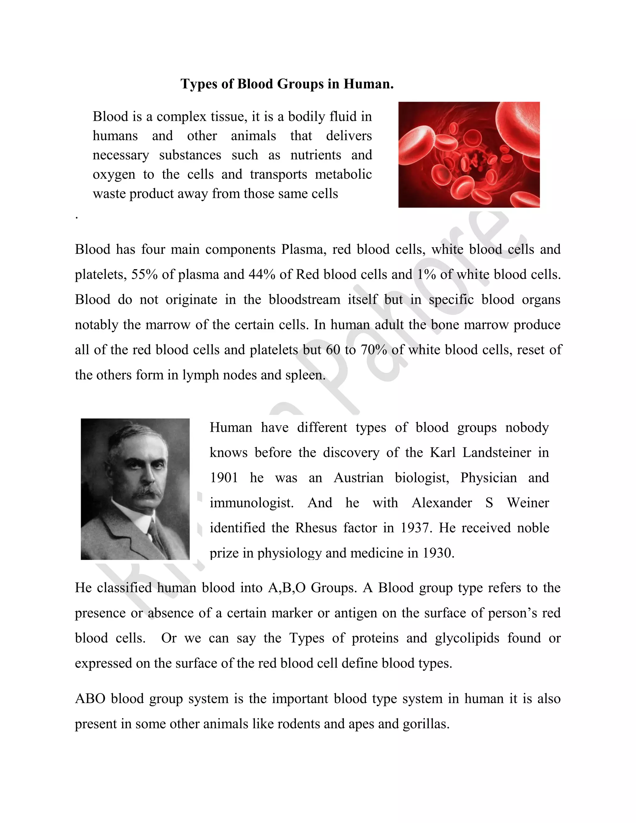 Types of blood groups and scope of genetics | PDF