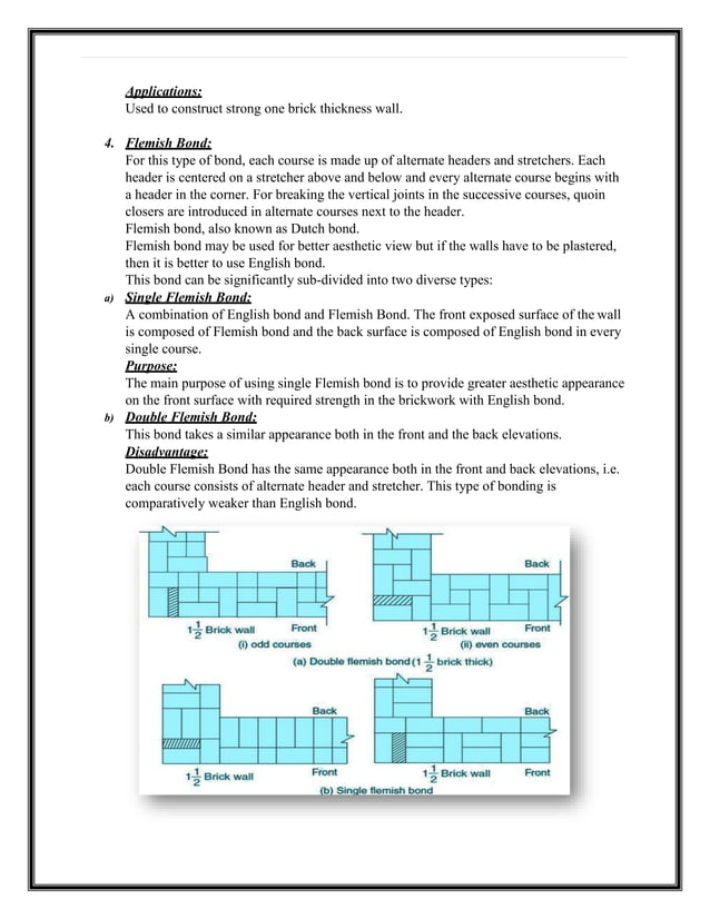 Types of bonds in brick masonry | PDF