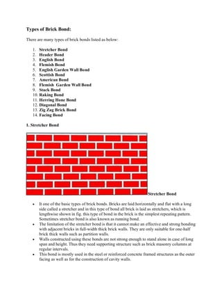 There are many types of brick bonds listed | PDF