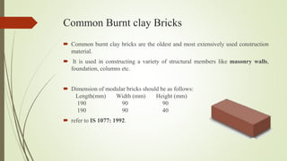 Types of bricks and its bonds | PPTX