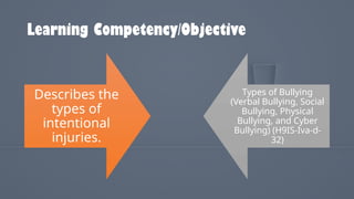 Types of Bullying(physical, verbal, cyberbullying)pptx | PPTX