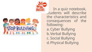 Types of Bullying(physical, verbal, cyberbullying)pptx | PPTX