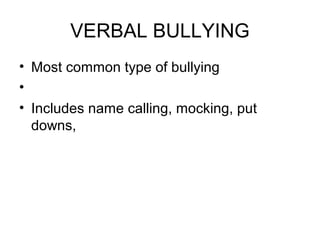 Verbal Bullying Examples