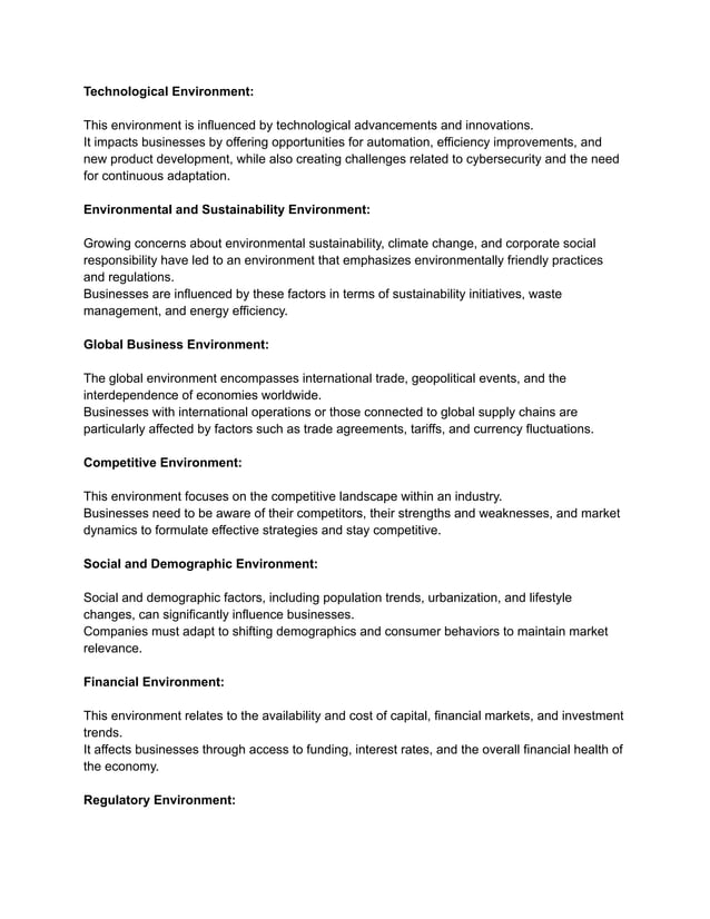 Types of Business Environment.pdf | Green Solutions | Business