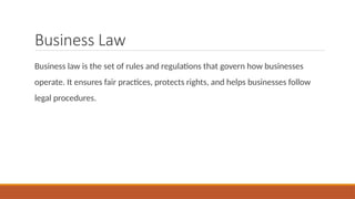 Business Law: Introduction 1: Types of Businesses | PPTX