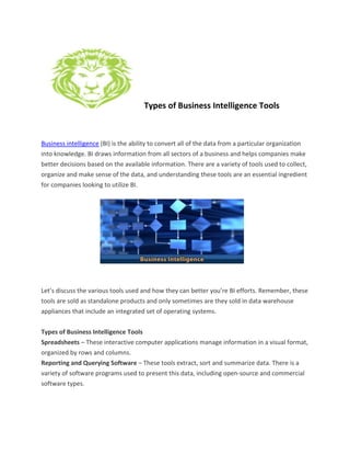 Types of business intelligence tools | PDF
