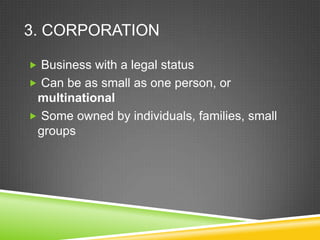 Types of Business Ownership | PPTX