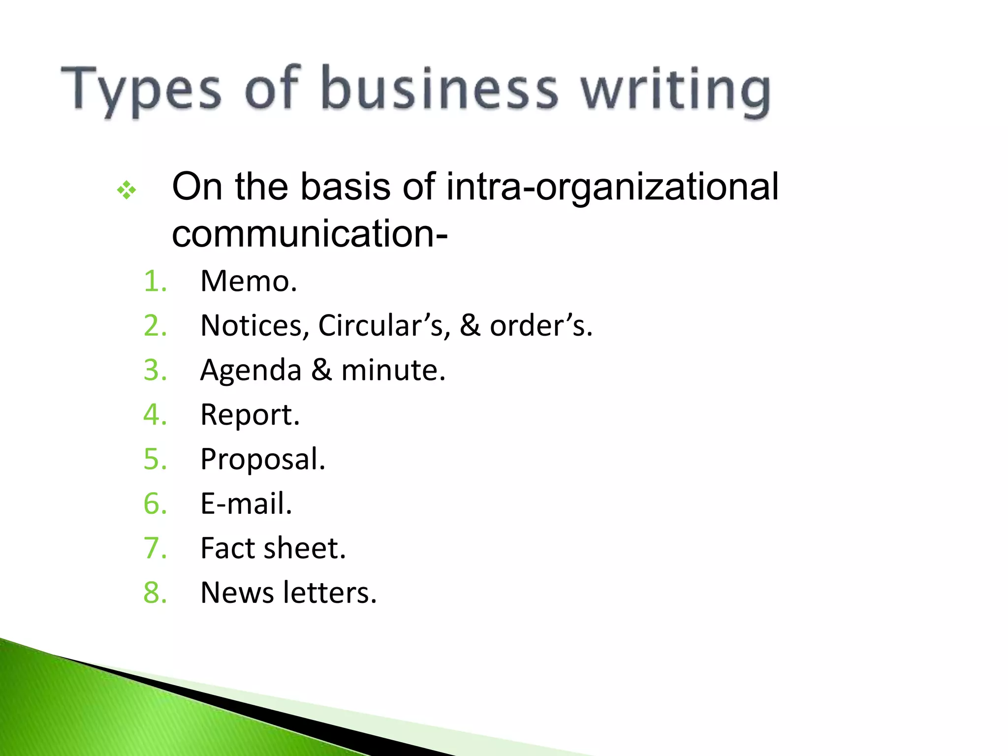 Types of business writing | PPTX