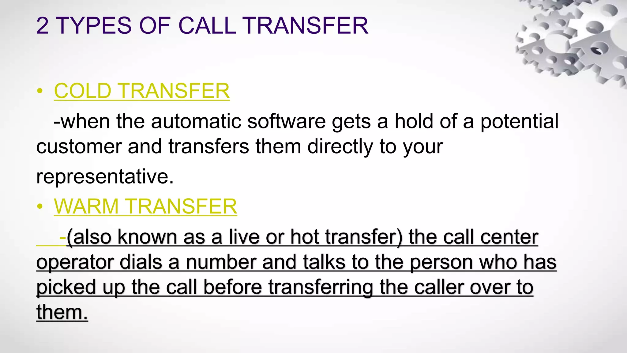 Types of call center calls | PPT